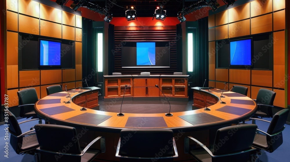 Game Show Boardroom: A boardroom-style set with conference table ...