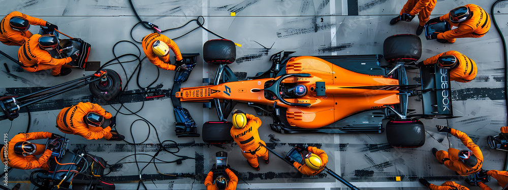 Precision Pit Stop: Formula 1 Team at Work Stock Illustration | Adobe Stock