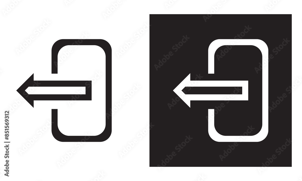 logout icon set. output vector symbol. exit or out sign. leave symbol. isolated on white ...