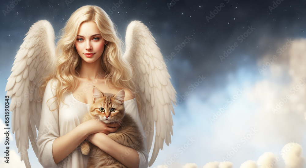 beautiful angel archangel with cute hairy dog like guardian angel of ...