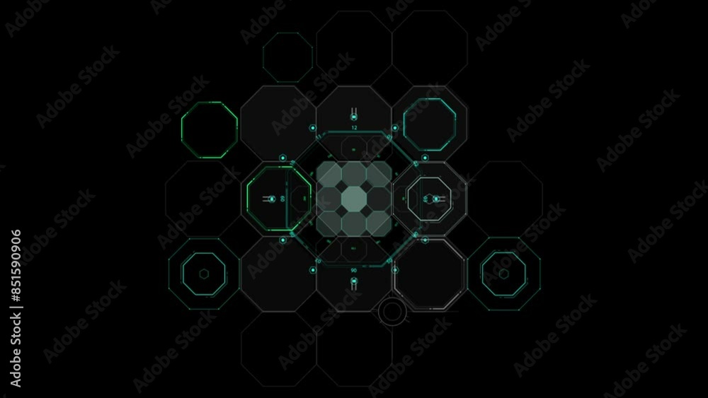Abstract animation with a hexagon pattern. The hexagons are black with ...