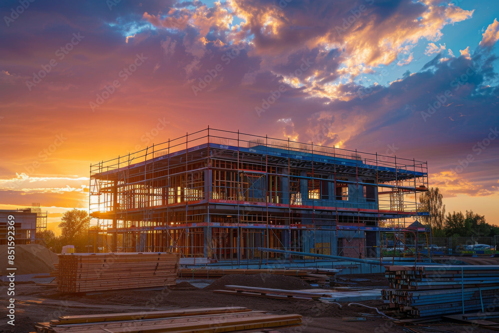 new building construction, modern industrial architecture under ...