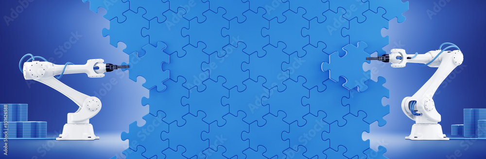 Robotics in Action Show. Mechanical arms of industrial robots are ...