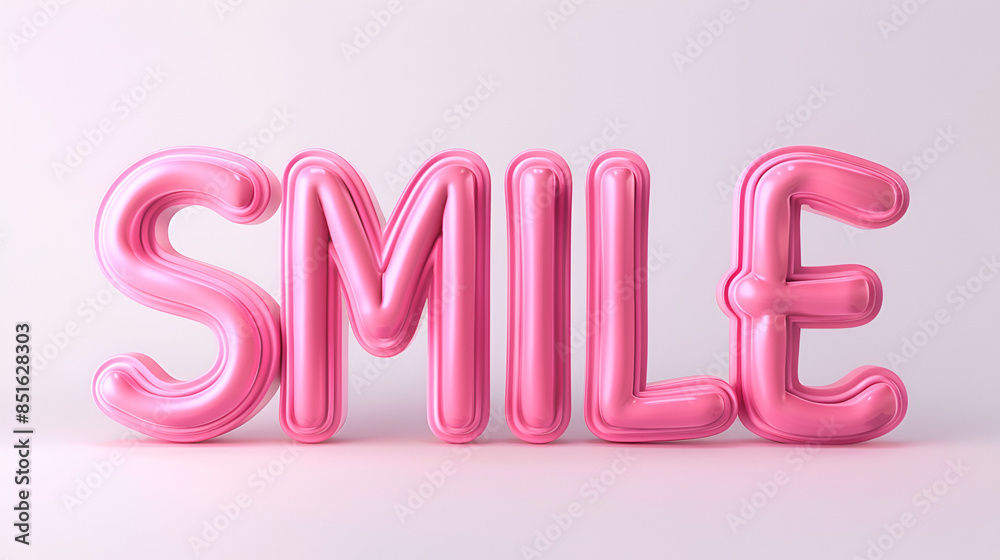 smile is write with pink color spelling balloons and looking so ...