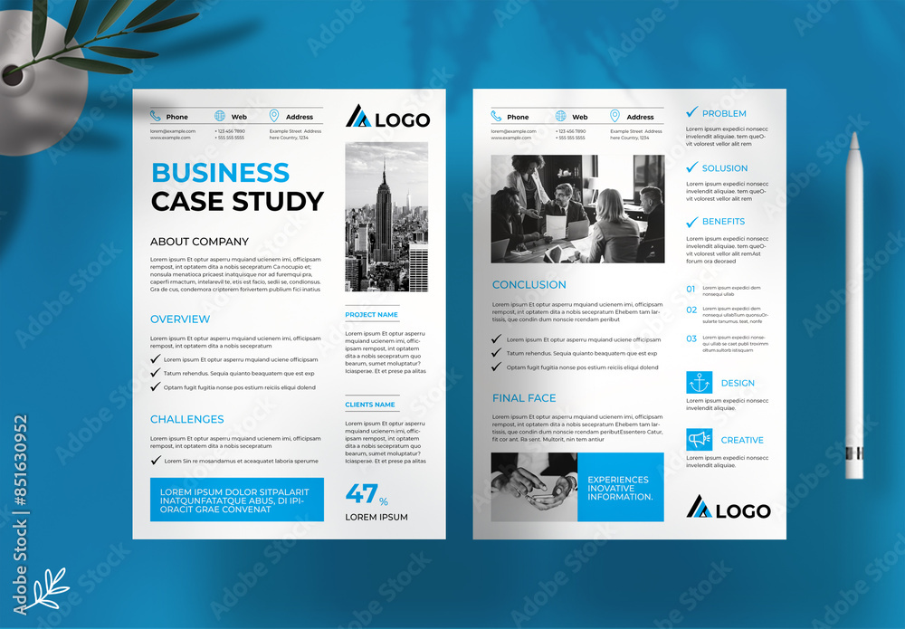 Case Study Layout with Cyan Stock Template | Adobe Stock