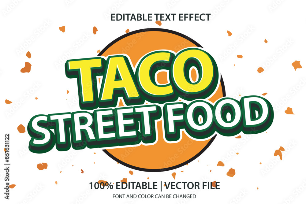 Taco Mexican food editable 3d text effect template, vector illustration ...