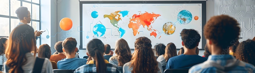 Student Giving Presentation on Global Warming Impacts Using Digital ...