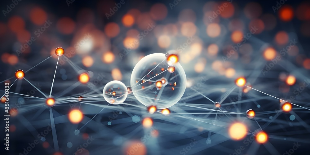 Abstract Image Of Atomic Structure With Electrons And Nucleus In Focus