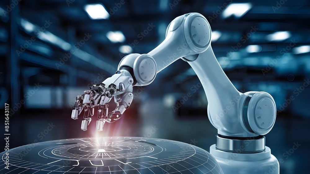 robotic arm 3d on white background. Mechanical hand. Industrial robot ...