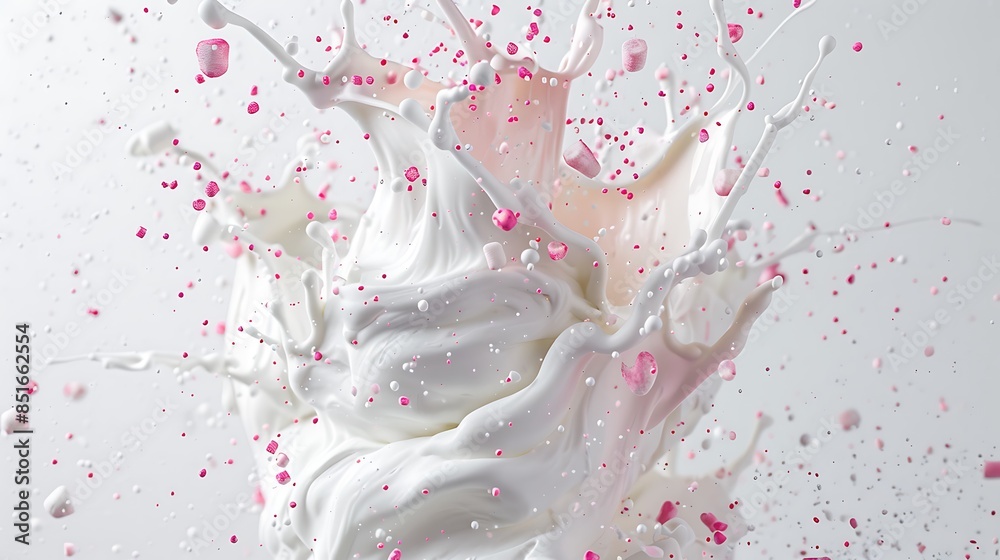 **Ice cream explosion with marshmallow fluff, solid white background ...
