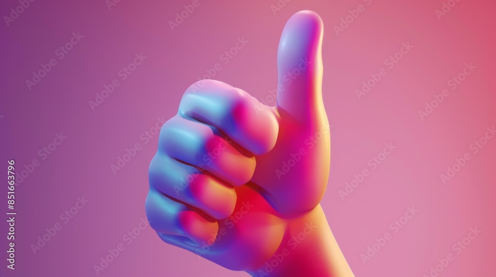 Cartoon 3d hand thumb up, like symbol. Good feedback, positivity ...