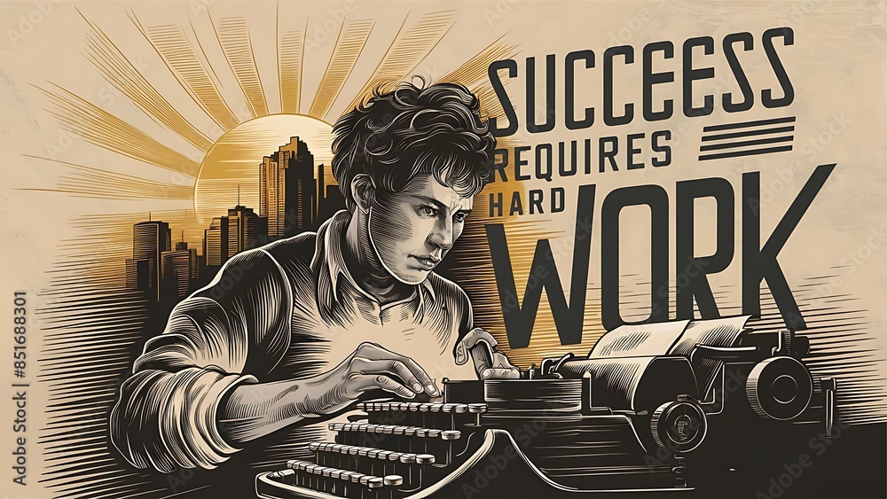 Success requires hard work. (T-shirt Design Motivational Quote ...