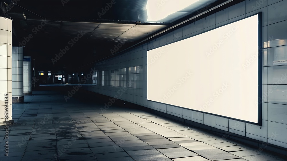 Horizontal long mock up of blank advertising billboard poster template ...