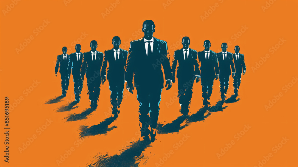 Pictogram of a corporate manager leading a group of employees Stock ...