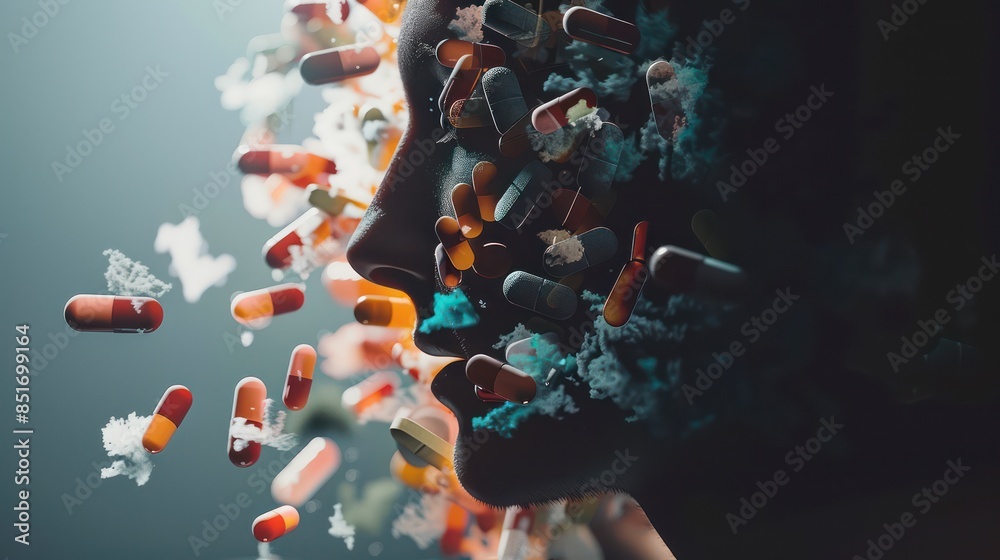 Drugs addiction and withdrawal symptoms concept. Depressed and hopeless ...