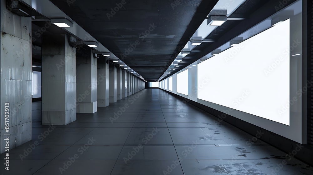 Horizontal long mock up of blank advertising billboard poster template ...