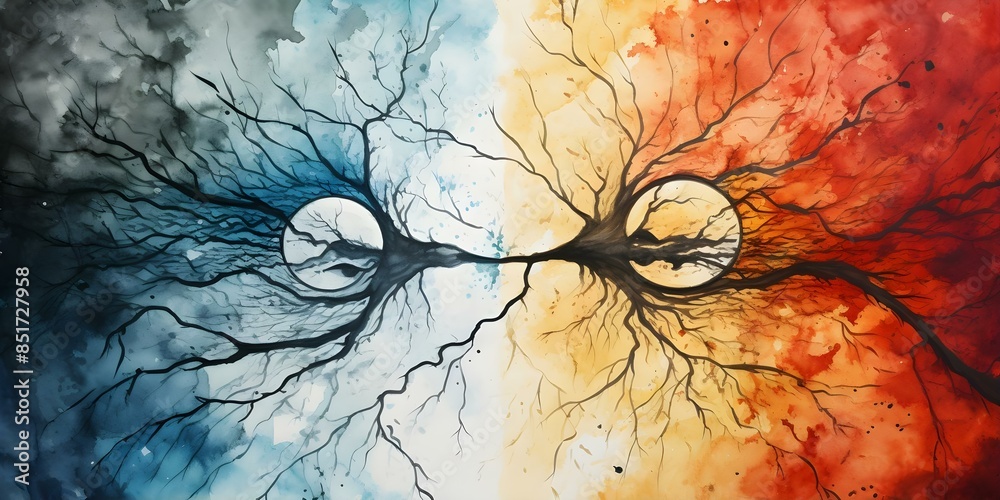 Illustrate Hamlets inner conflict with wideangle view watercolor ...