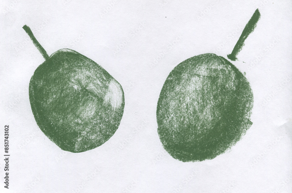 Passion fruit drawing in hand drawn style with rough pastel texture ...