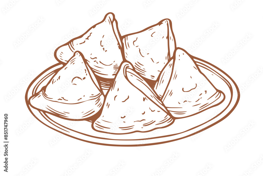 Samosas outline hand drawn Stock Vector | Adobe Stock