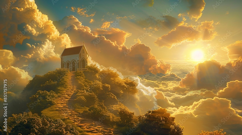 heaven god holy church bethlehem illustration landscape art pathway ...