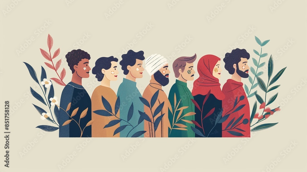 Illustration of a group of people from different religions all together ...
