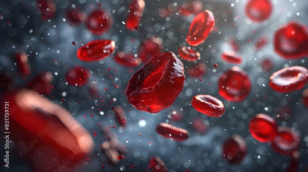 Microscopic View of a Detailed Drop of Blood Plasma and Red Blood Cells ...