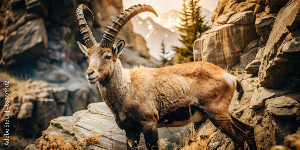 Alpine mountain goat, also known as Steinbock It is a breed of goat ...