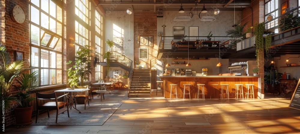 Cafe Interior Design with a Large Open Space Two-Story Structure ...