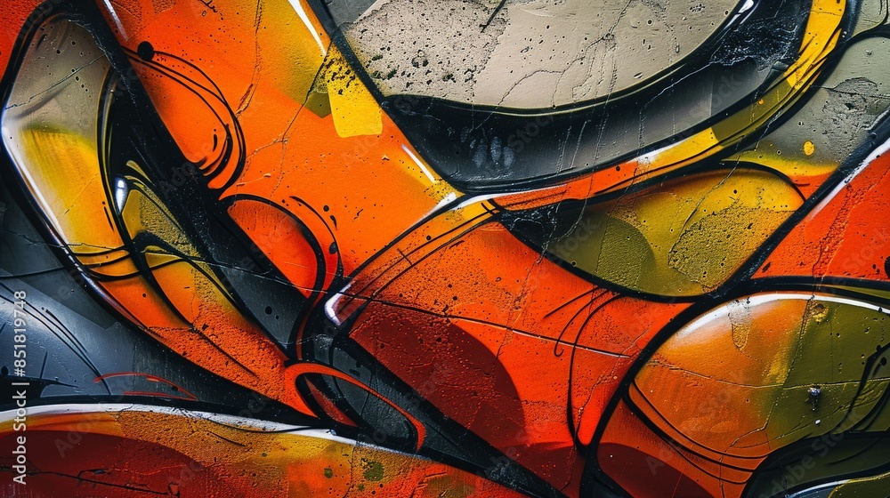 Vibrant abstract street art graffiti with bold colors and fluid shapes ...