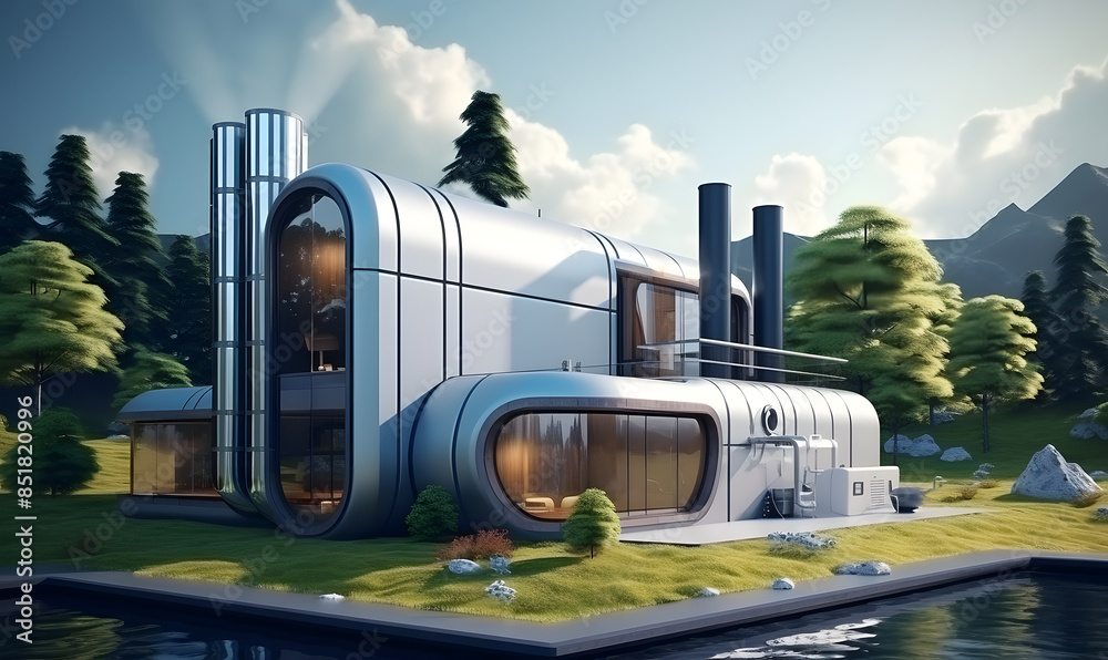 Futuristic model of an energy self-sufficient house with a geothermal ...