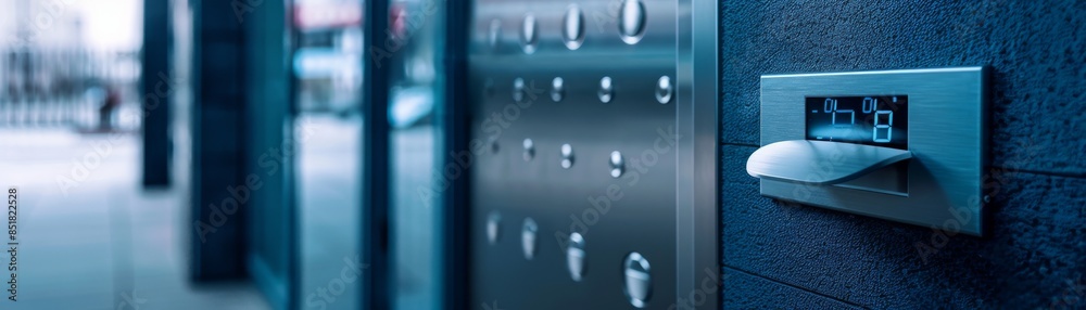 Smart electronic key card reader access system installed on an office ...