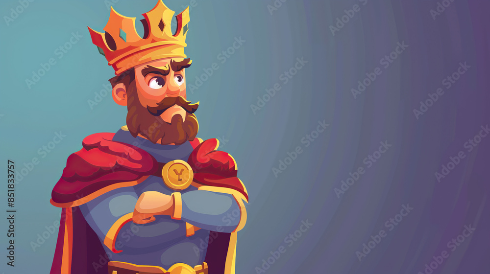 Cartoon Man Dressed as a king with crown Stock Illustration | Adobe Stock