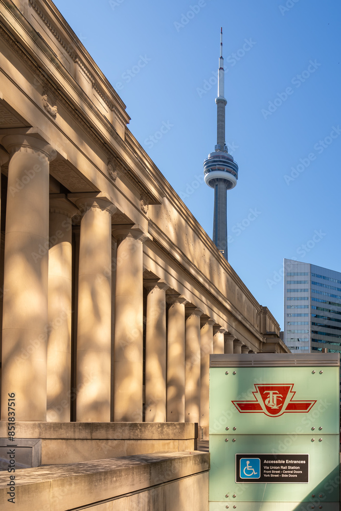 TTC (Toronto Transit Commission) logo is seen outside the Union Station ...