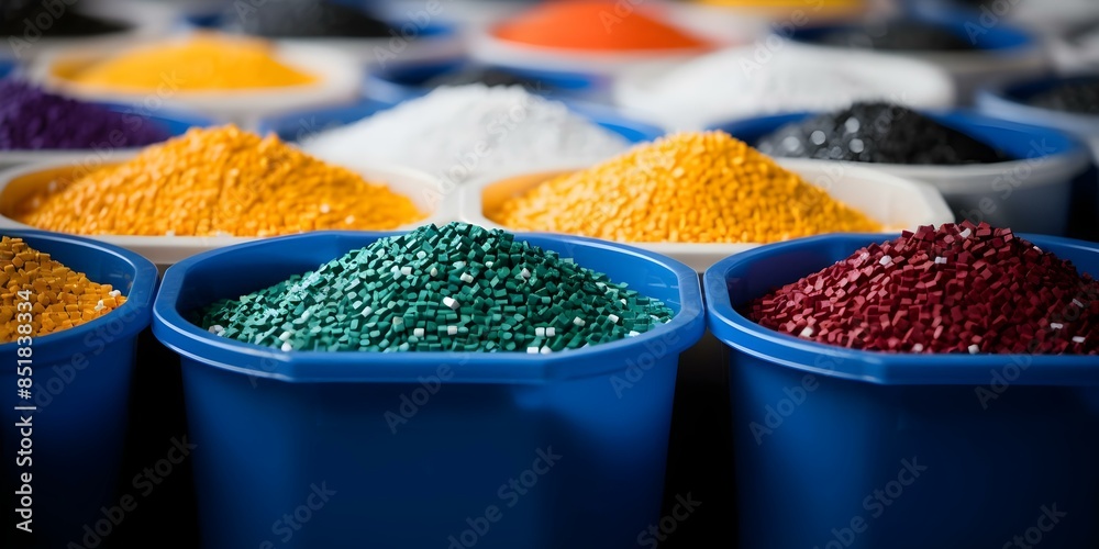 Colorful High-Density Polyethylene Plastic Pellets in Industrial Bins ...
