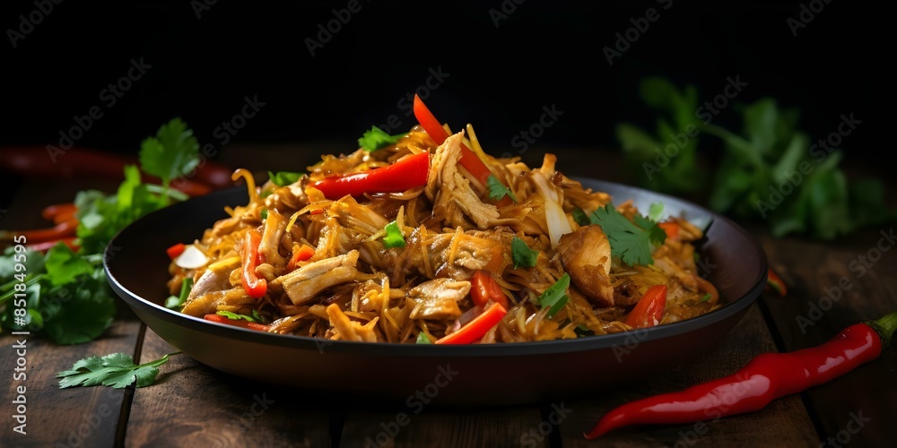 Sri Lankan Kottu A Spicy Stir-fry with Roti, Veggies, and Chicken ...