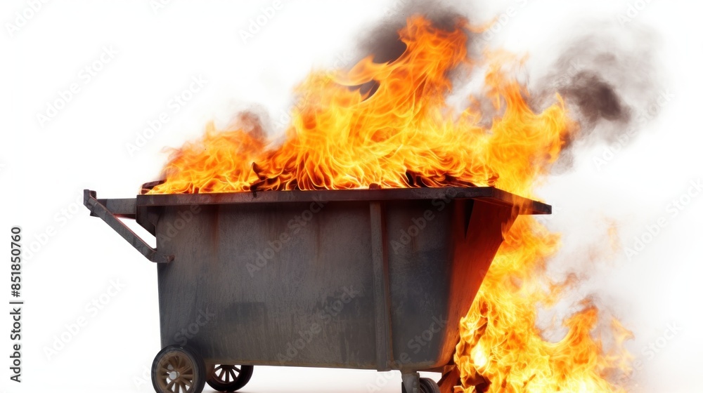 ภาพประกอบสต็อก Burning Dumpster. Burning garbage out of control ...