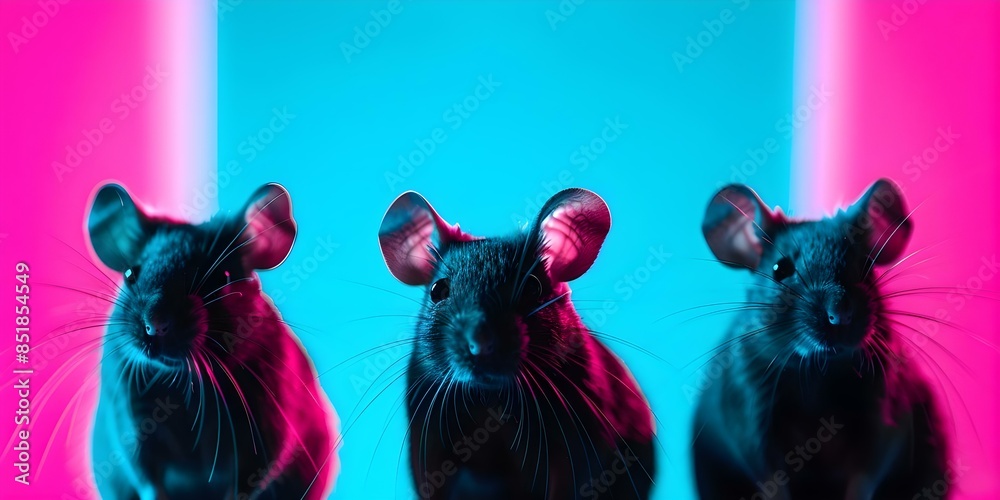 Bold colorful vermin silhouettes with extermination symbols create ...