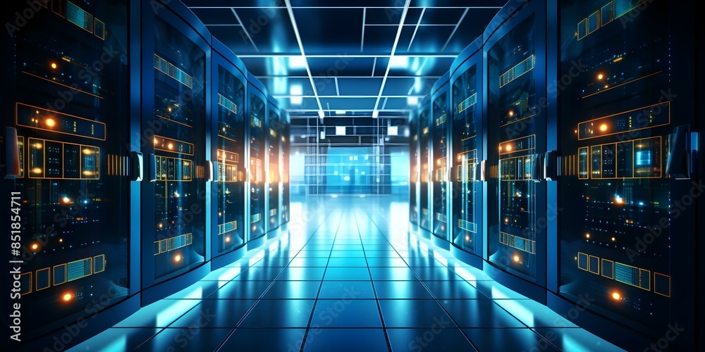 Obtain a High-Quality 8K Resolution Image of a Server Room. Concept ...