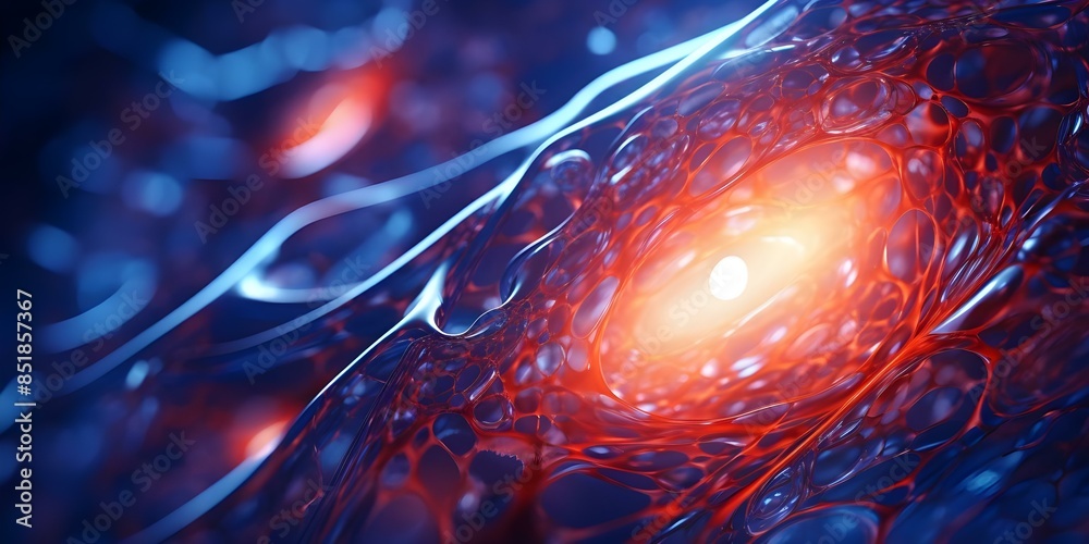 Illuminated Close-Up of Dynamic Muscle Cell at an Oblique Angle ...