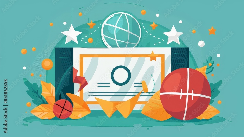 Certificate flat design side view sports achievement award theme water ...