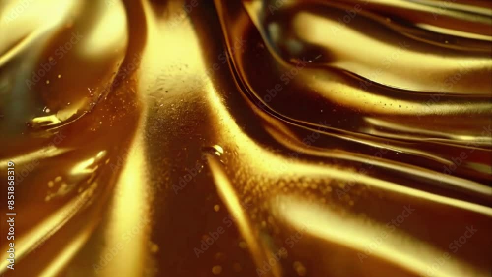 Beautiful Waving Golden Metal Surface Seamless Slow Motion. Looped ...
