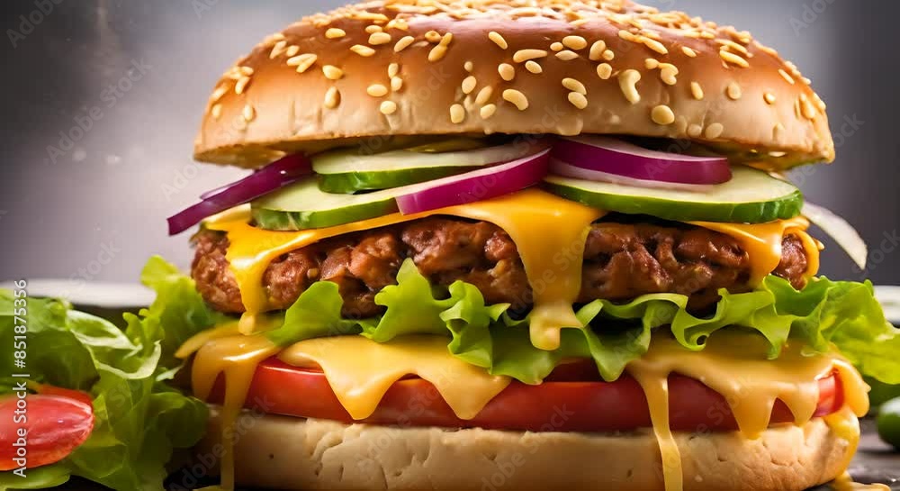 Indulge in the savory goodness of a mouth-watering double cheeseburger ...