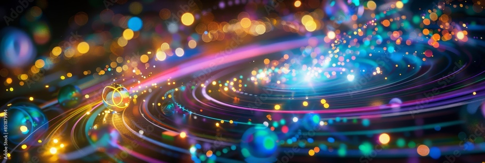 Gamification, a digital abstract background with swirling lights and ...