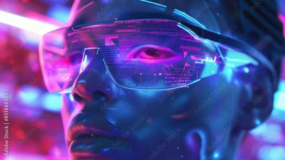 Vaporwave Cyborg Vision A Detailed Fusion of Light and Composition ...