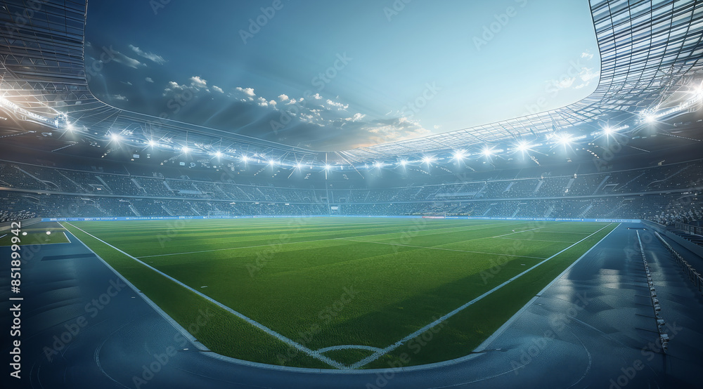 Visual effect of soccer stadium height detailing. Generative AI. Stock ...
