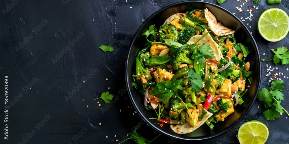 Colorful Sri Lankan street food Kottu stir-fry with chopped roti and ...