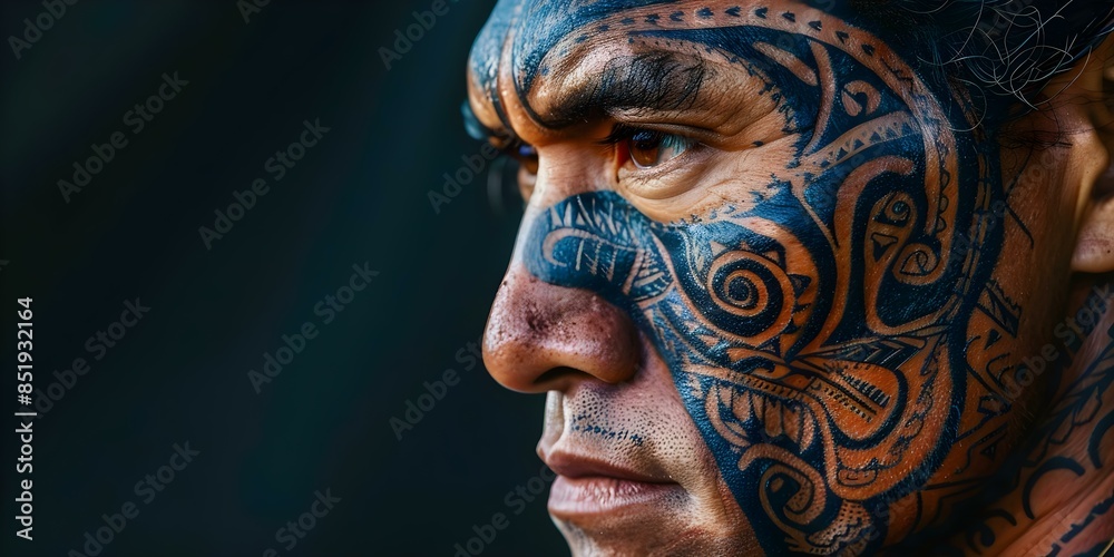 Maori warrior showcases intricate moko tattoo symbolizing heritage and ...