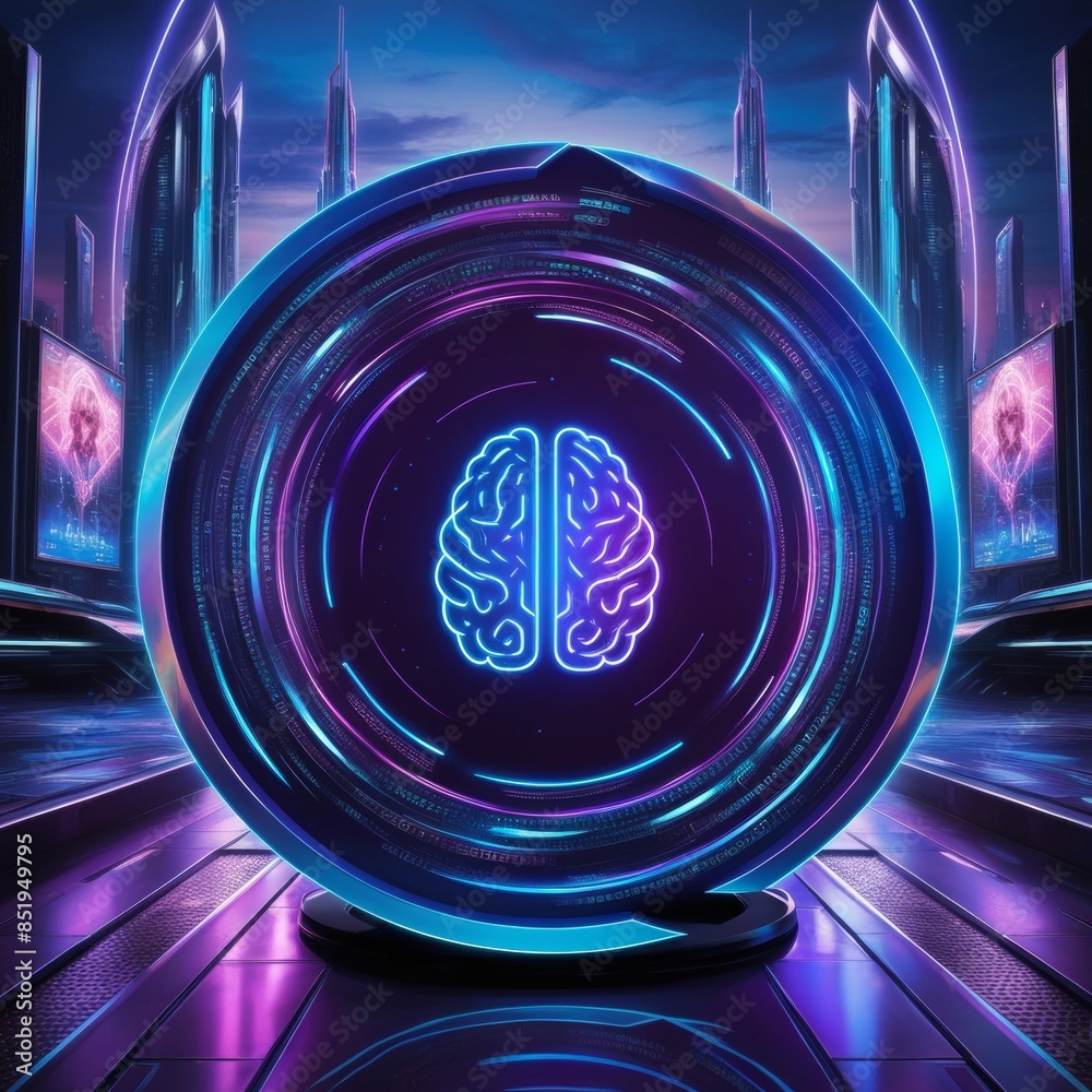 Abstract illustration of information flow. Concept of generating images ...