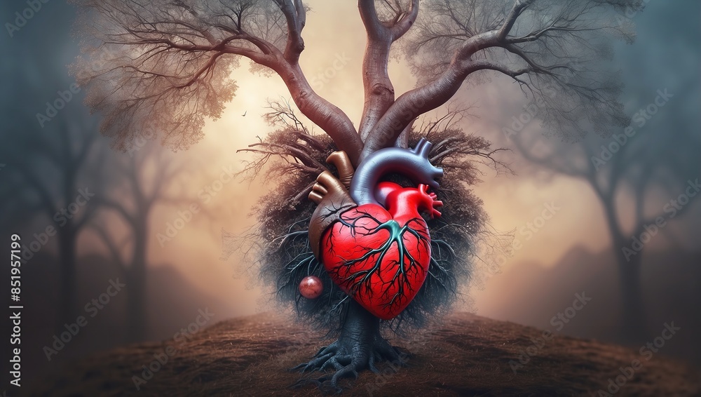 Human heart health concept as a symbol for growing a body organ and the ...