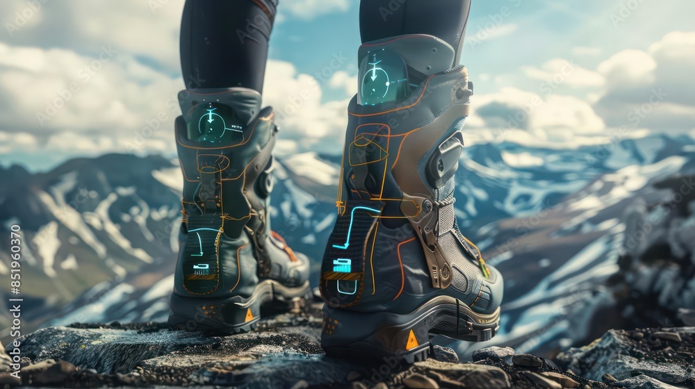 Advanced hiking boots equipped with sensors and augmented reality ...